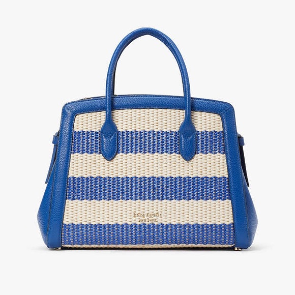 kate spade | Bags | Kate Spade Knott Striped Woven Straw Medium Satchel ...